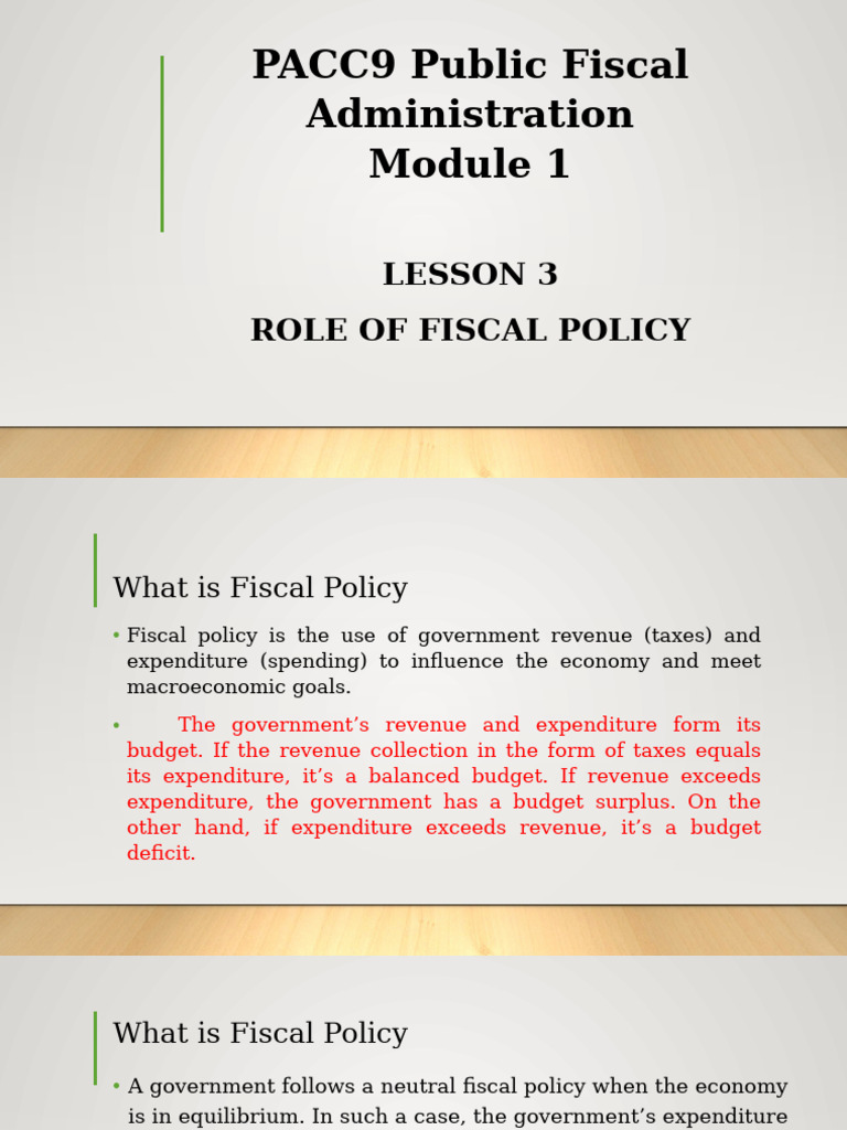 PACC9 Module 1 Lesson 3 PPT | PDF | Fiscal Policy | Government Spending