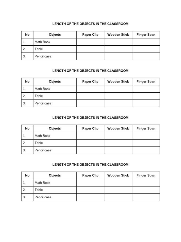 Measuring Classroom Object Lengths | PDF