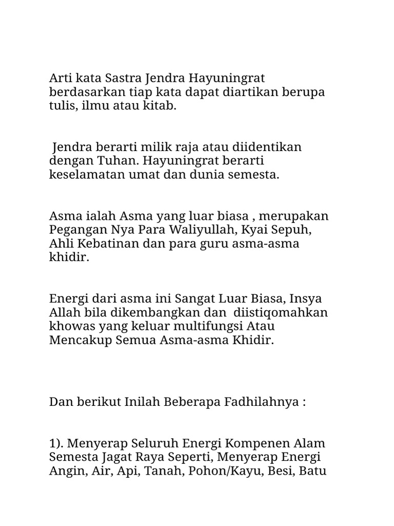Asma Sastra Jendra Hayuningrat | PDF