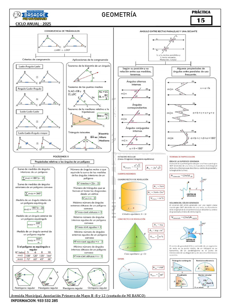Práctica de Geometría 2025: Ejercicios y Exámenes | PDF | Geometría ...
