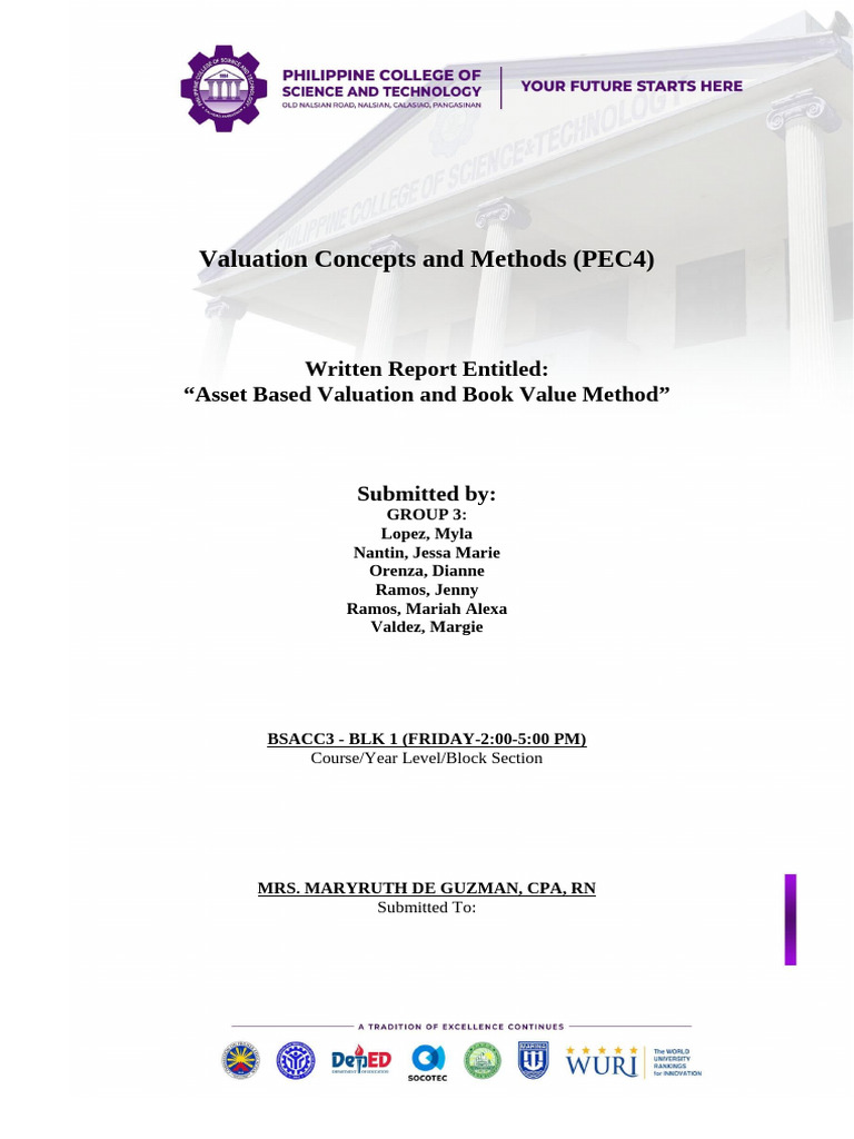 Valuation Concepts and Methods Friday Group 3 Research Notes | PDF ...