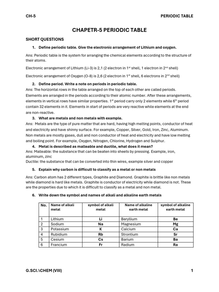 Periodic Table Overview and Properties | PDF | Metals | Periodic Table