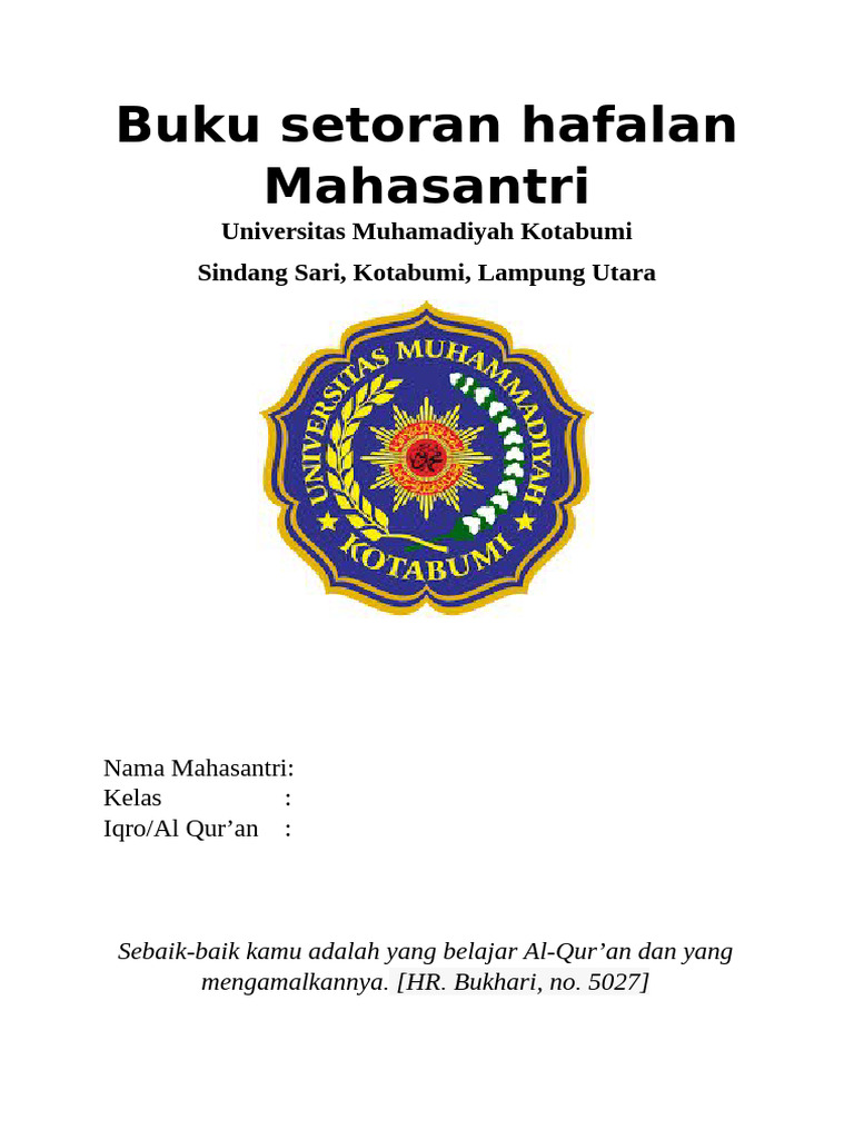 Buku Setoran Hafalan Mahasantri 6 | PDF