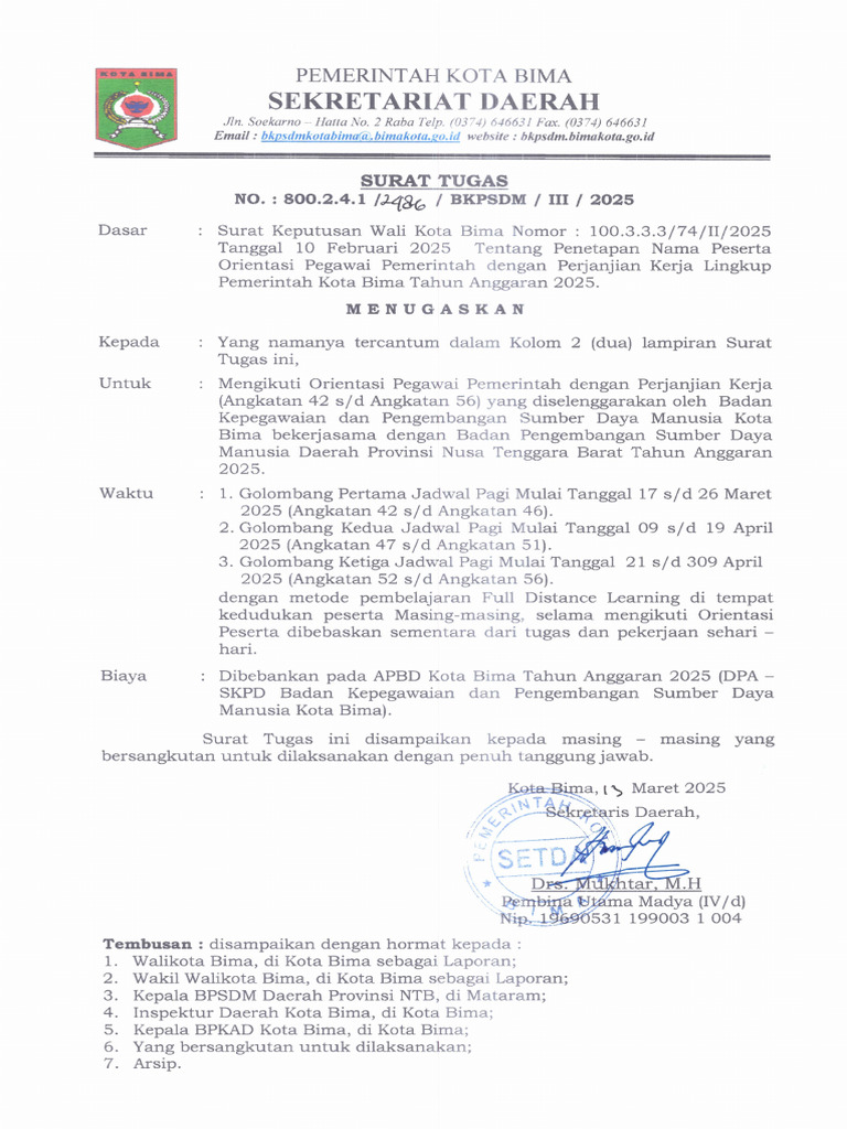 Surat Tugas Orientasi PPPK 2025 | PDF