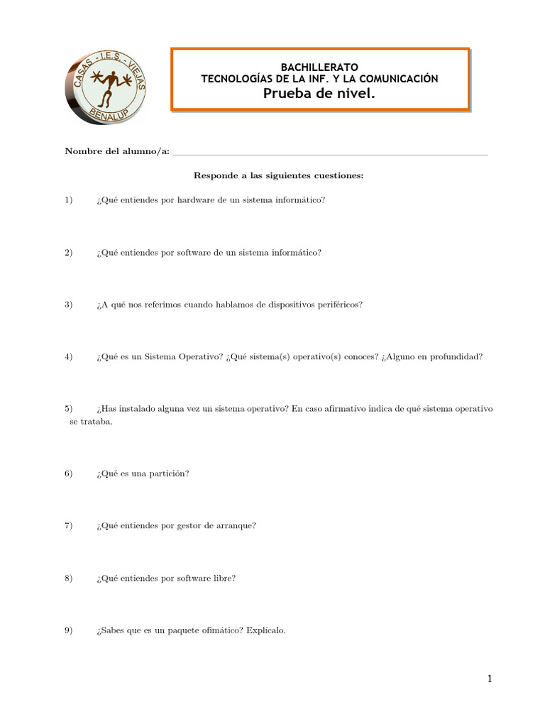 TIC-Prueba Nivel | PDF