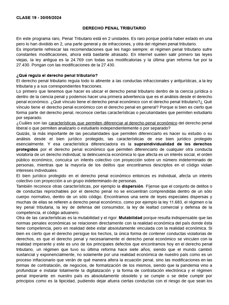 Clase 19 - 30_05_2024 | PDF | Derecho penal | Multa (pena)