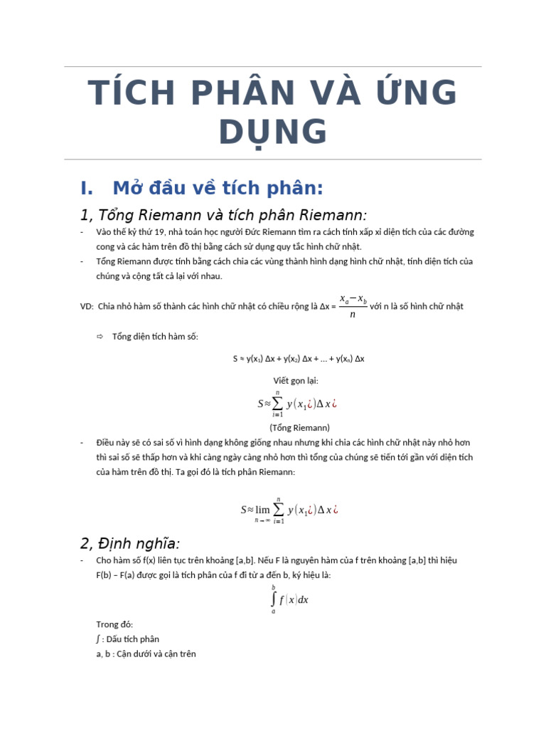 Topic1 Definite Integral and Applications | PDF