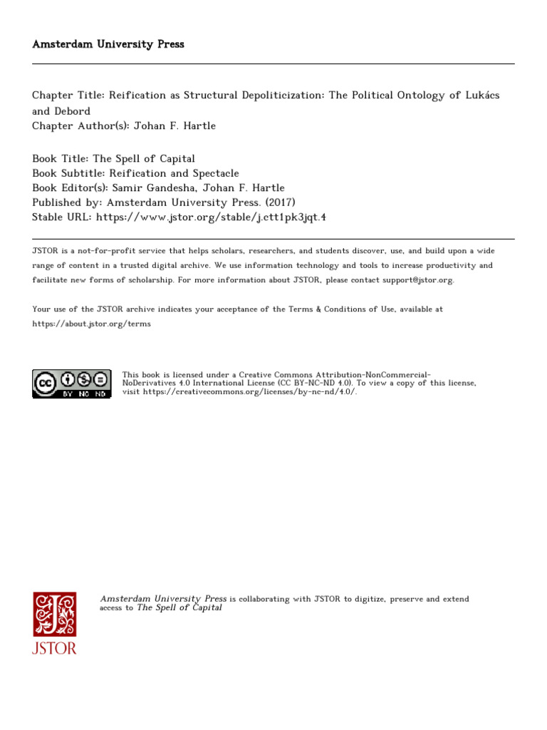 Reification as Structural Depoliticization the Political Ontology of ...