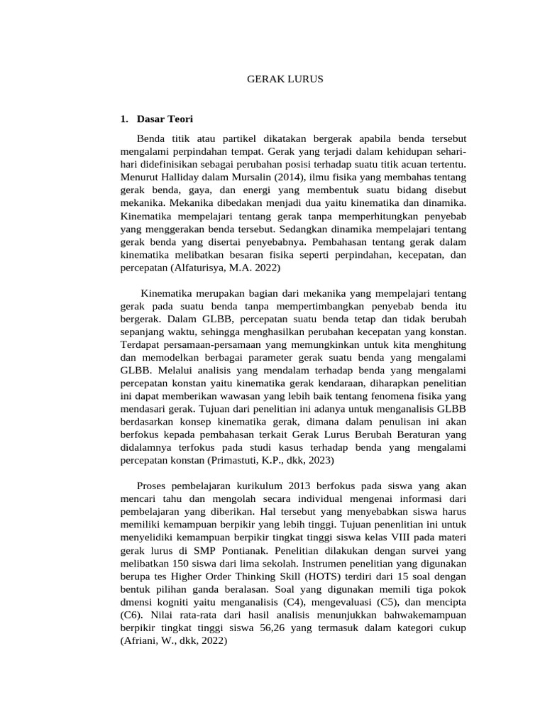 Laporan Fisika Gerak Lurus | PDF