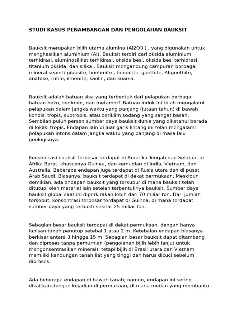 Penambangan dan Pengolahan Bauksit Global | PDF