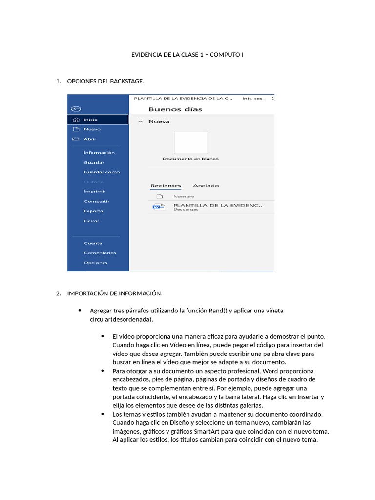 PLANTILLA DE LA EVIDENCIA DE LA CLASE 1 | PDF | Microsoft Word ...