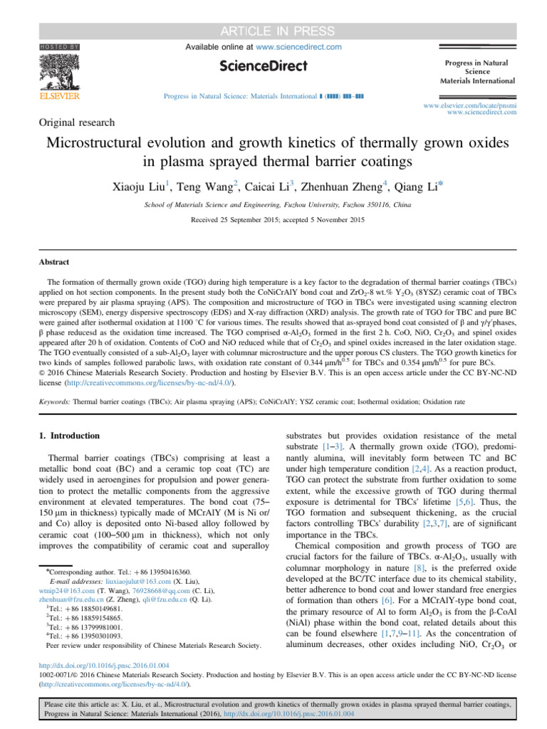 Microstructural Evolution and Growth Kinetics of Thermally Grown Oxides ...