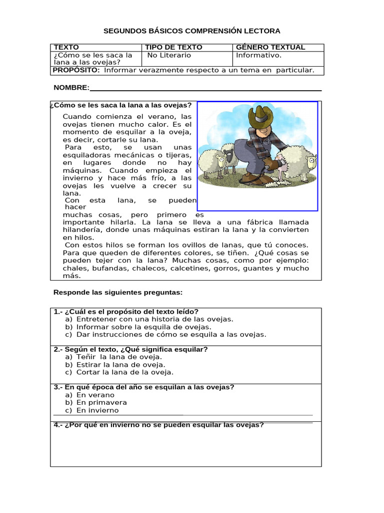 Comprensión-Lectora 01 Septiembre | PDF