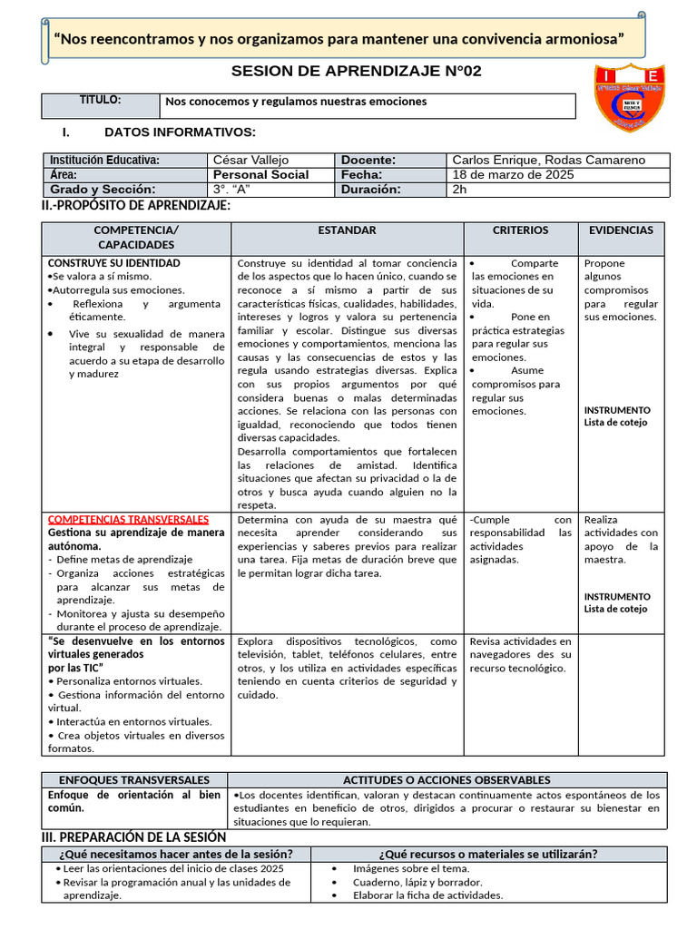 Nos Conocemos y Regulamos Nuestras Emociones | PDF | Aprendizaje | Las emociones