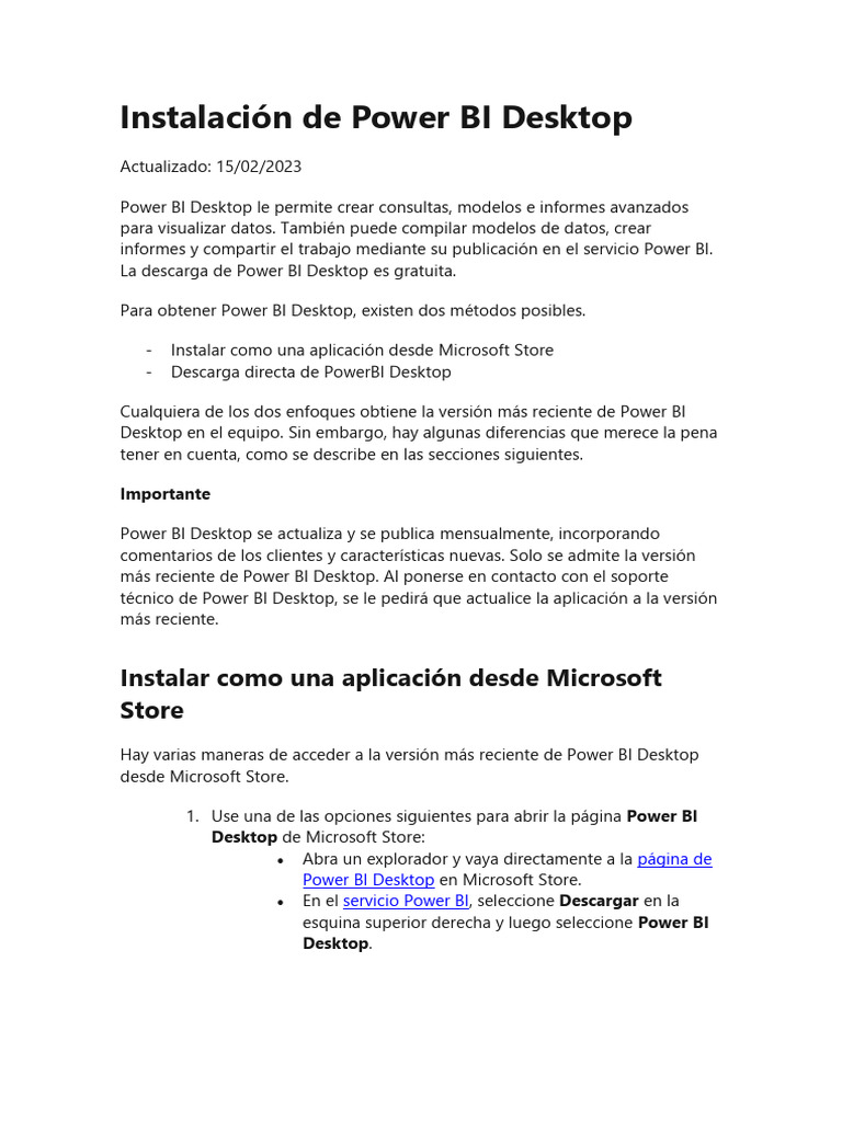 Documento de Instalación de POWER BI | PDF | Computadora de escritorio | Archivo de computadora
