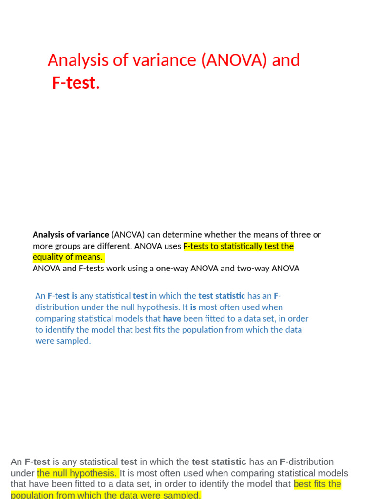 BBT 230 Lecture 17 ANOVA, F-Test | PDF | F Test | Analysis Of Variance