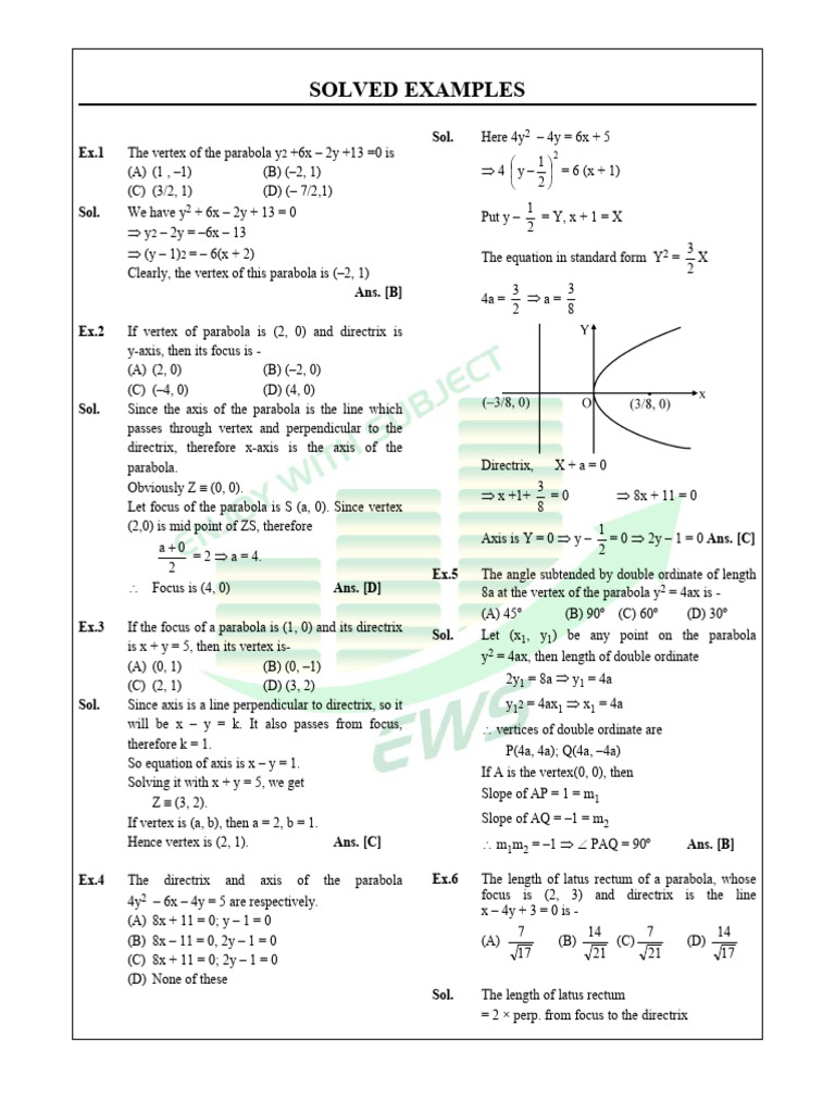 4. Parabola (Exercise) | PDF | Perpendicular | Euclidean Geometry