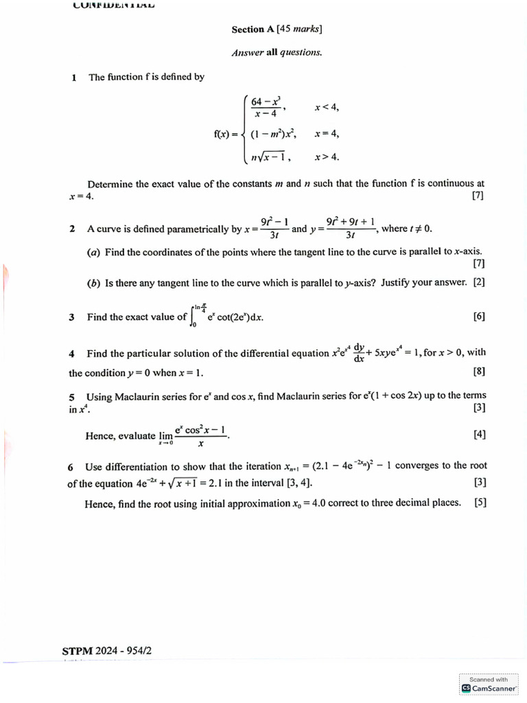 STPM 2024P2 Maths T 954 | PDF