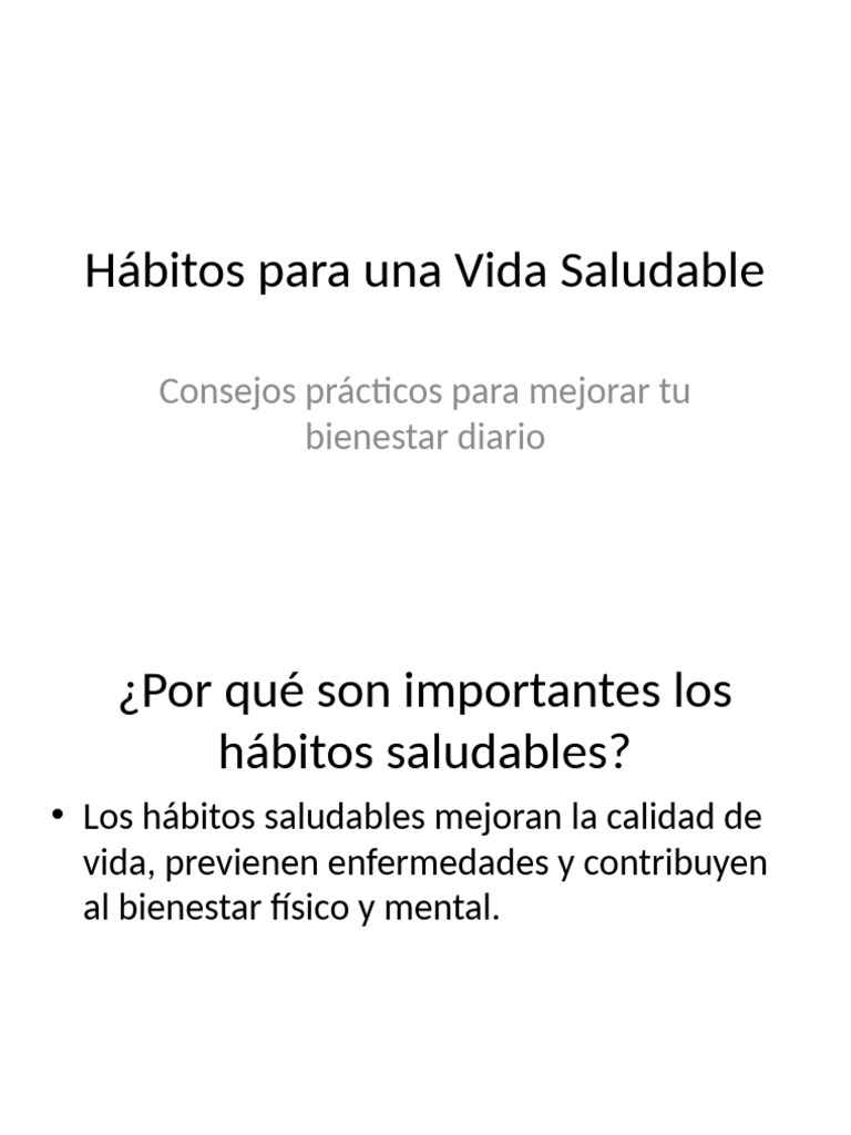 Habitos Vida Saludable | PDF