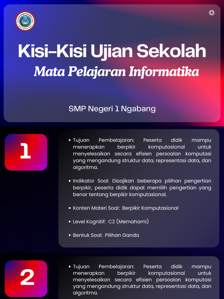 Kisi Kisi Ujian Cekula Informatika | PDF