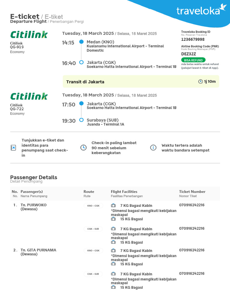 FLIGHT#1-santo saputra-KNO-DEZ32Z-SUB-FLIGHT - ORIGINATING | PDF