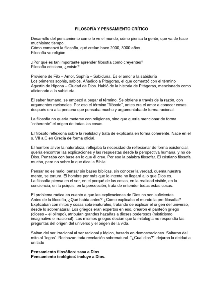 Filosofía y Pensamiento Crítico | PDF | Sócrates | Platón