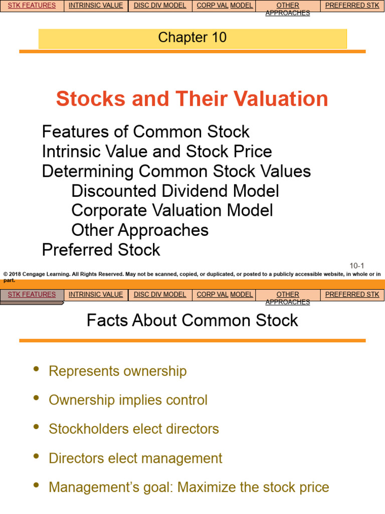 EFM4 CH 10 Slides 07 02 18 | PDF | Stocks | Valuation (Finance)