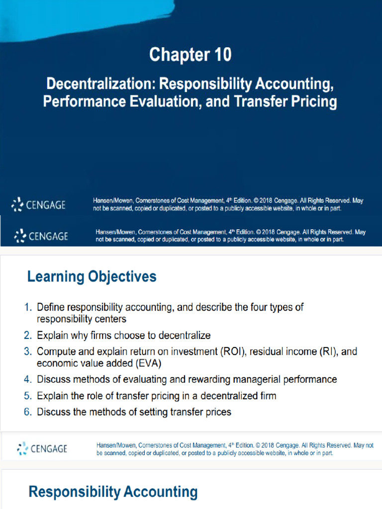 Chapter 6 - Decentralization Responsibility Accounting | PDF