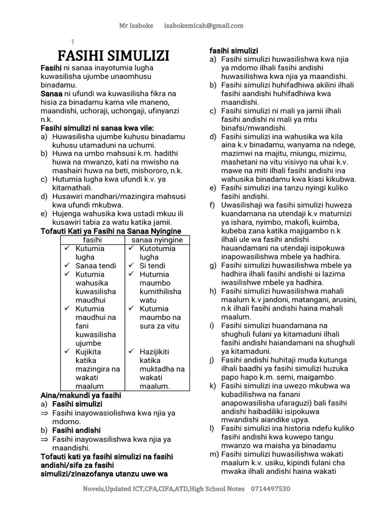 fasihi simulizi | PDF