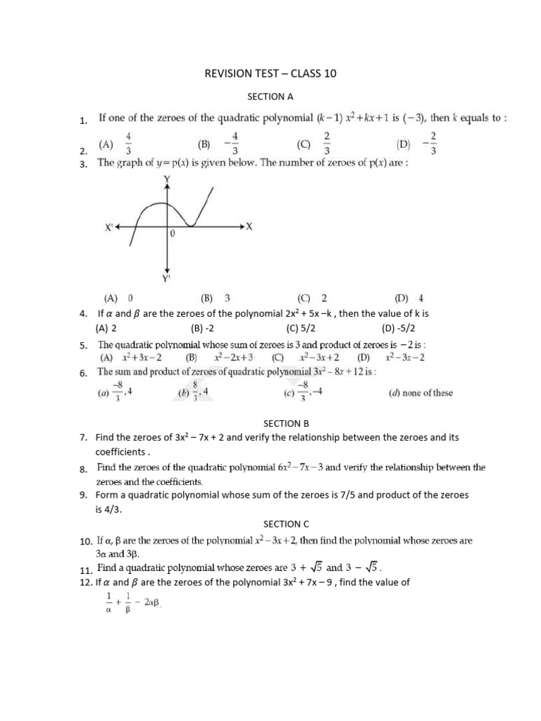 Revision Test - Class 10 (2.3.2025) | PDF