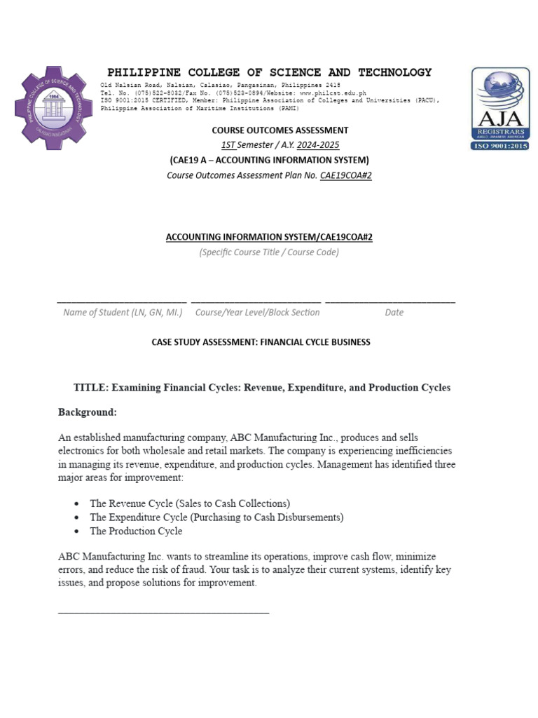 Accounting Information System Coa2 | PDF | Inventory | Accounts Payable