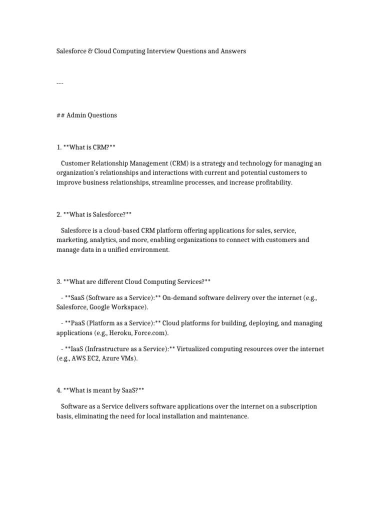 Salesforce Interview QA | PDF | Software As A Service | Cloud Computing