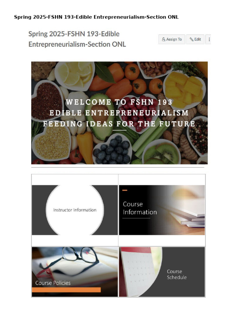 FSHN 193 Spring 2025 Syllabus | PDF | Academic Dishonesty | Multimedia