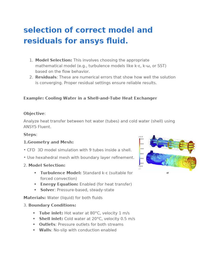 Selection of Correct Model and Residuals For Ansys Fluid | PDF