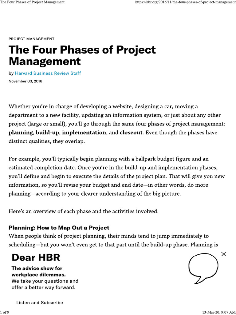 The Four Phases of Project Management | PDF