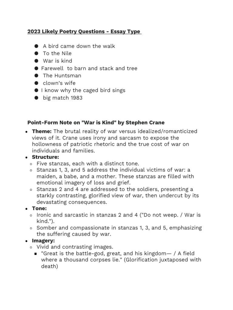 Full Notes - Poetry Interactive Activities | PDF | Irony | Poetry