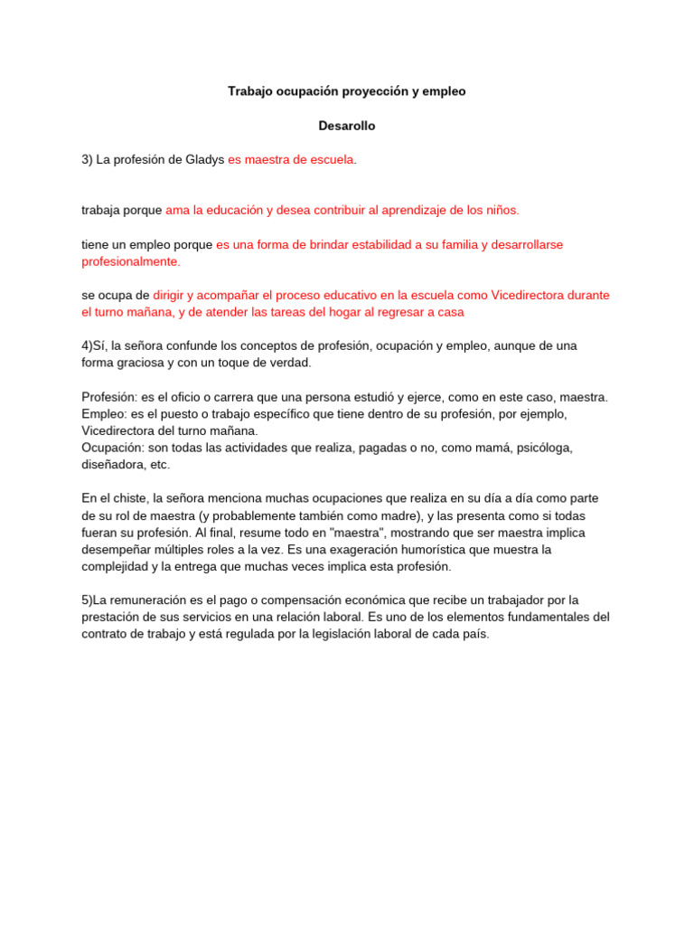 Profesión, ocupación y empleo explicados | PDF