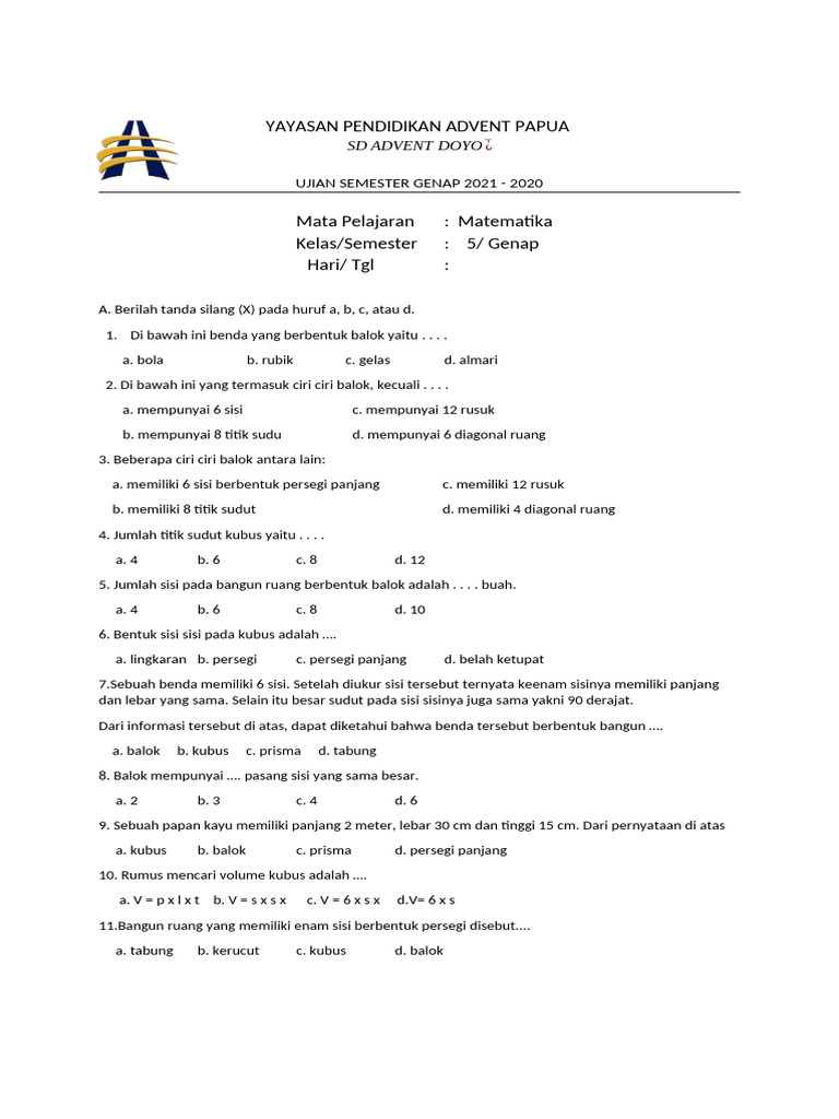 PAS Kelas 5 Semester Genap 2022 | PDF