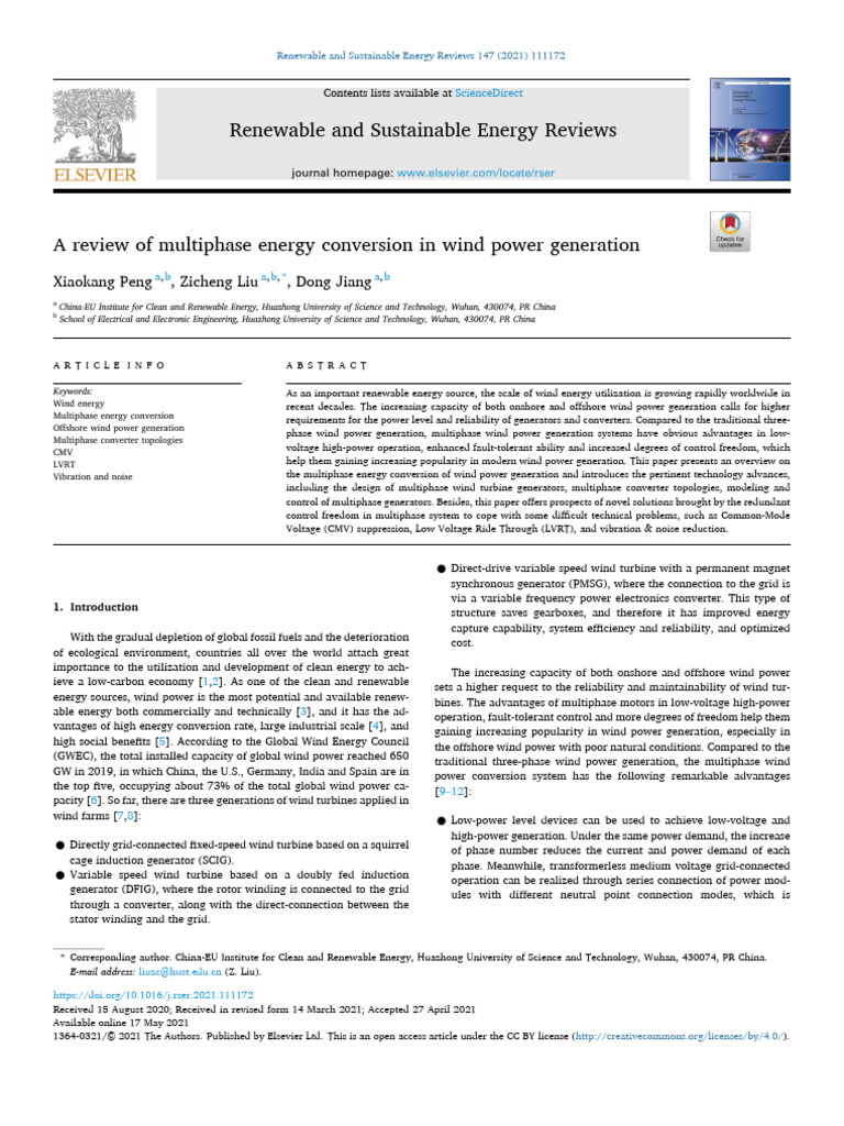 A review of multiphase energy conversion in wind power generation | PDF | Wind Power | Rectifier