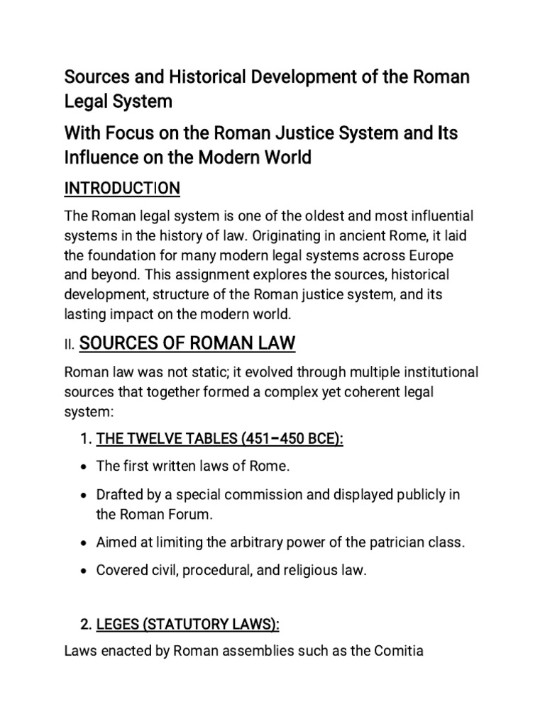 Assignment on roman law | PDF | Roman Law | Roman Republic