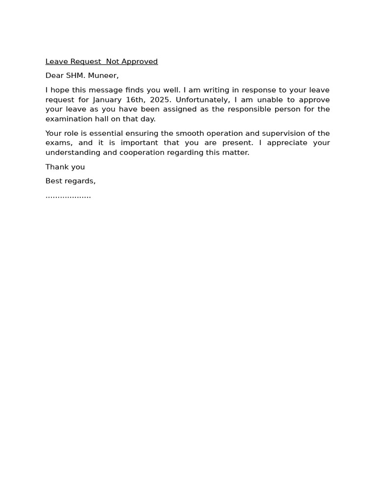 Leave Not Approve | PDF