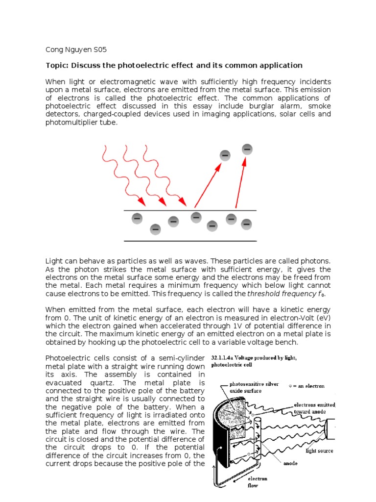 Photoelectric Effect Essay | PDF | Photoelectric Effect | Electron