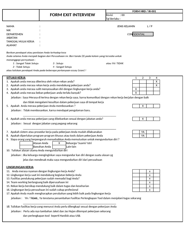 Form Exit Interview | PDF