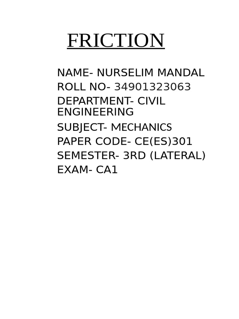Understanding Friction in Mechanics | PDF