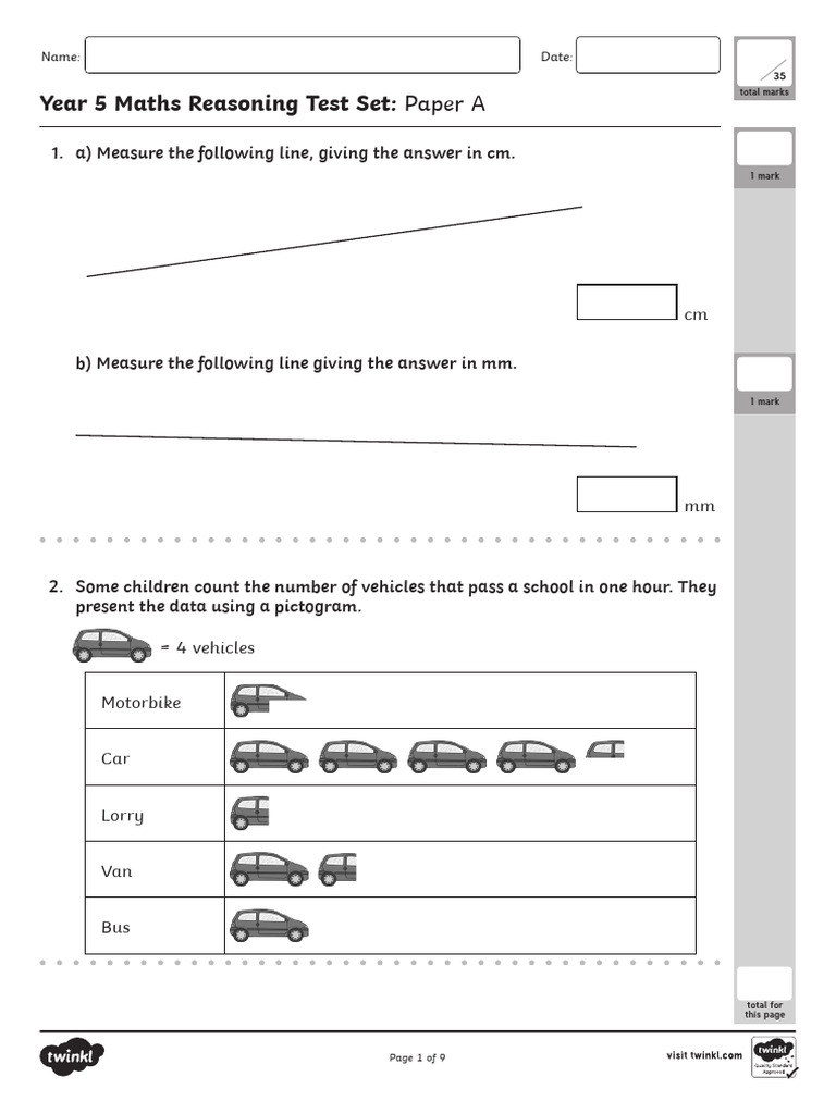 Year 5 Reasoning Test Set 1 Paper A | PDF