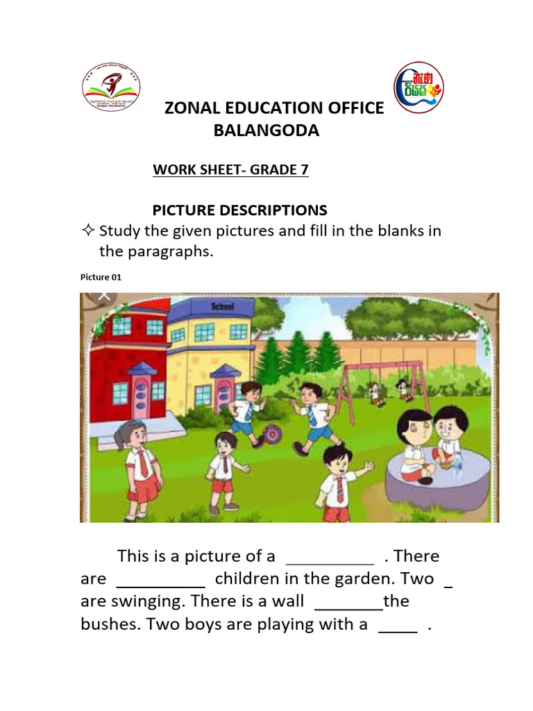 Grade 7 Picture Description Worksheet | PDF
