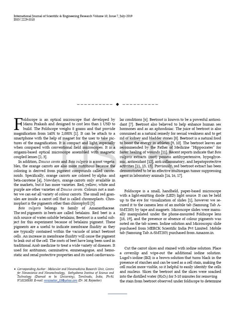 Ijser: Identification of Colour Pigments in Root Vegetables - Carrot ...