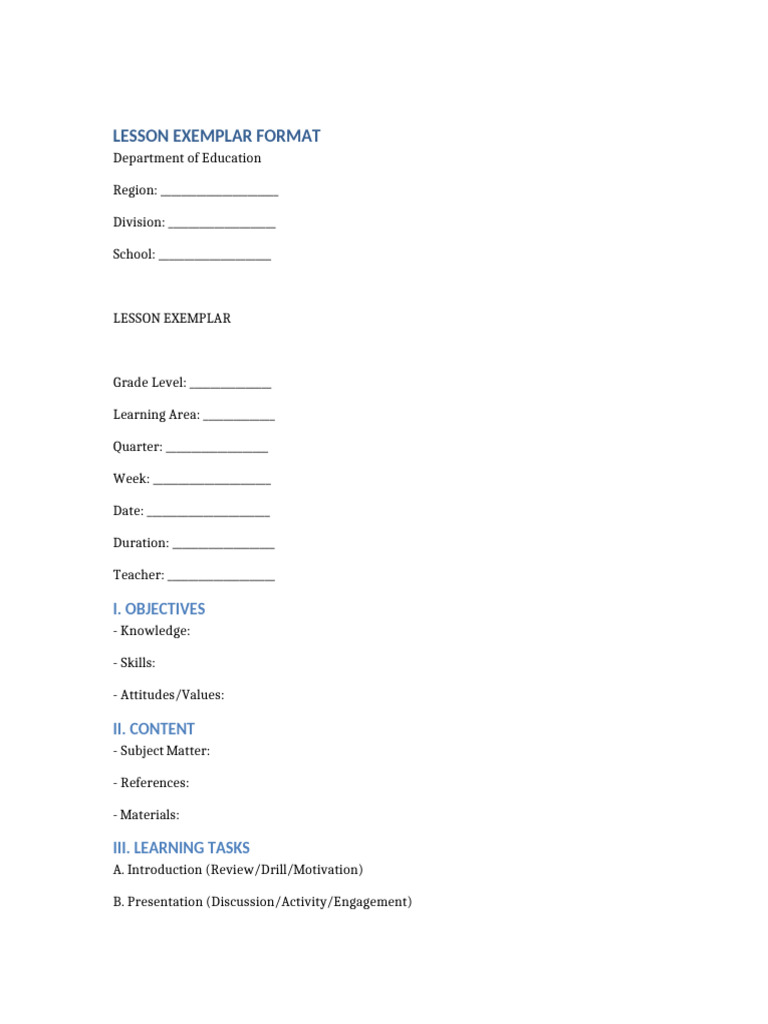 Lesson Exemplar Format | PDF