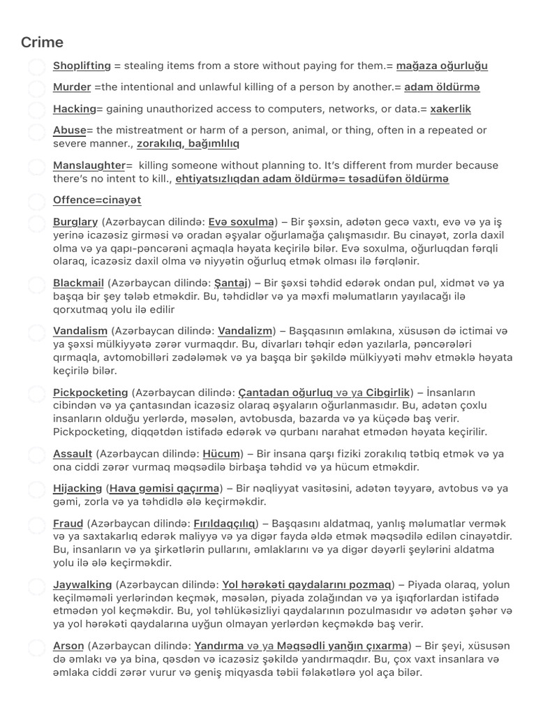 Crime Vocabulary Development | PDF