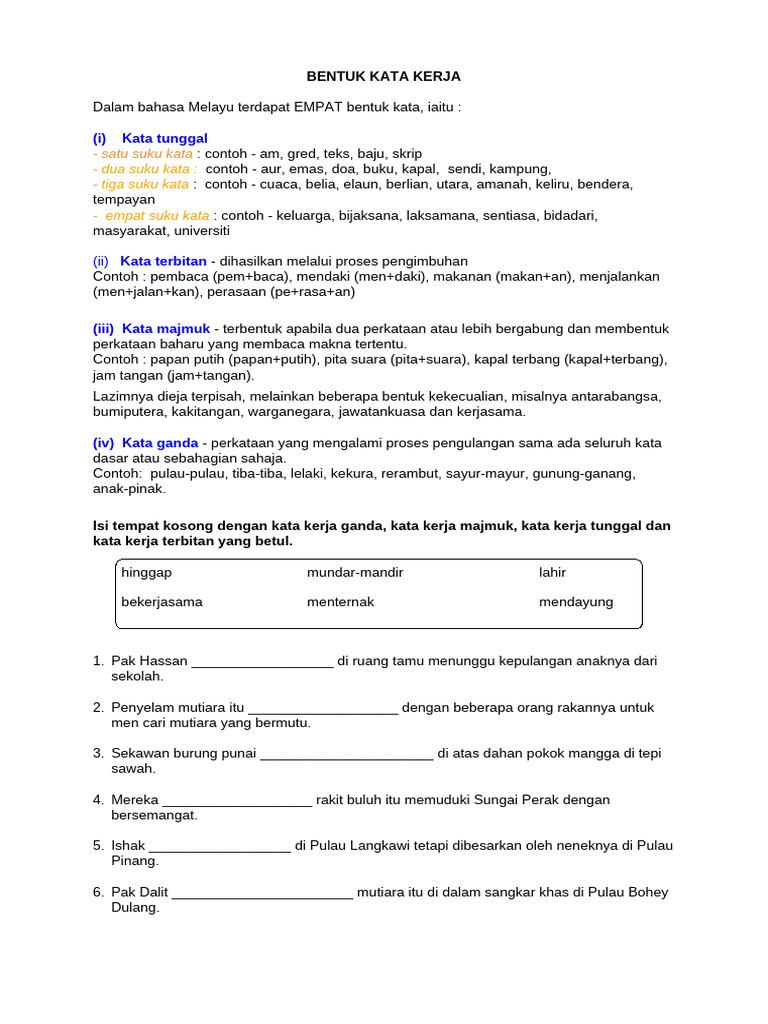 Bentuk Kata Kerja | PDF